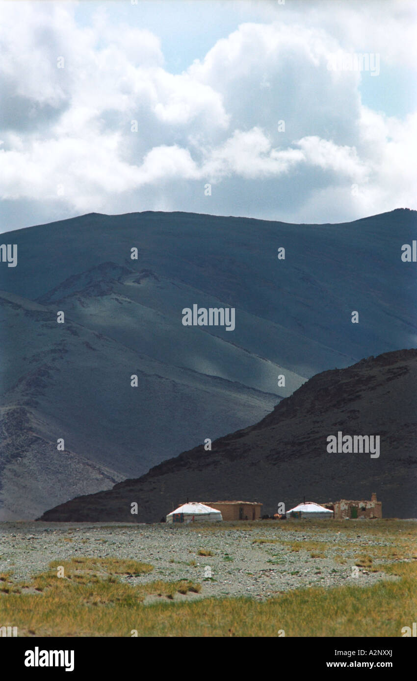 Traditional dwellings (yurt). Khongo brigade, Barun Gol River, Khovd ...