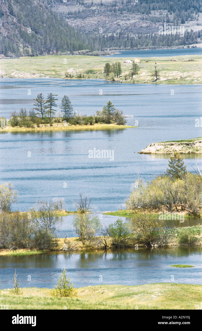 Dood Nuur lake and Shishkhid Gol river. Darhadyn Wetland. Khovsgol ...