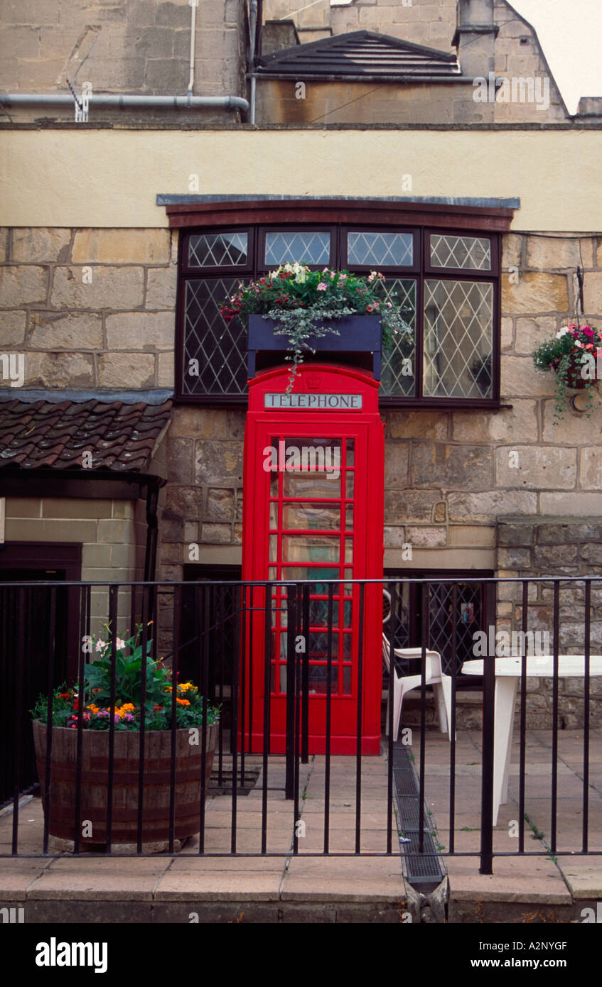 Red telephone box in Ye Olde Farhouse Garden public house Lansdown Road ...