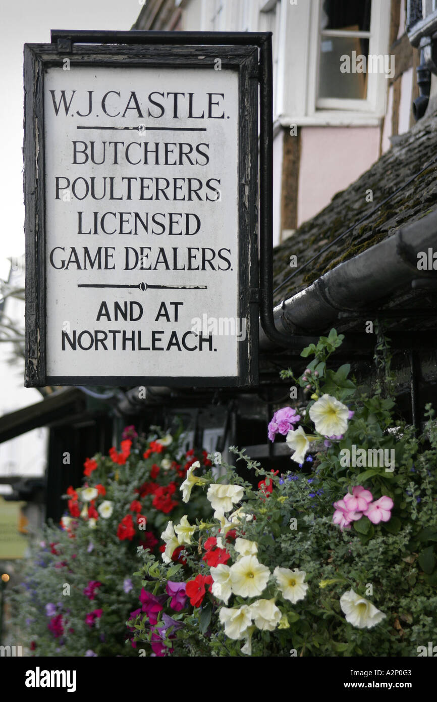 Old fashioned traditional butchers sign on Burford High Street Stock ...