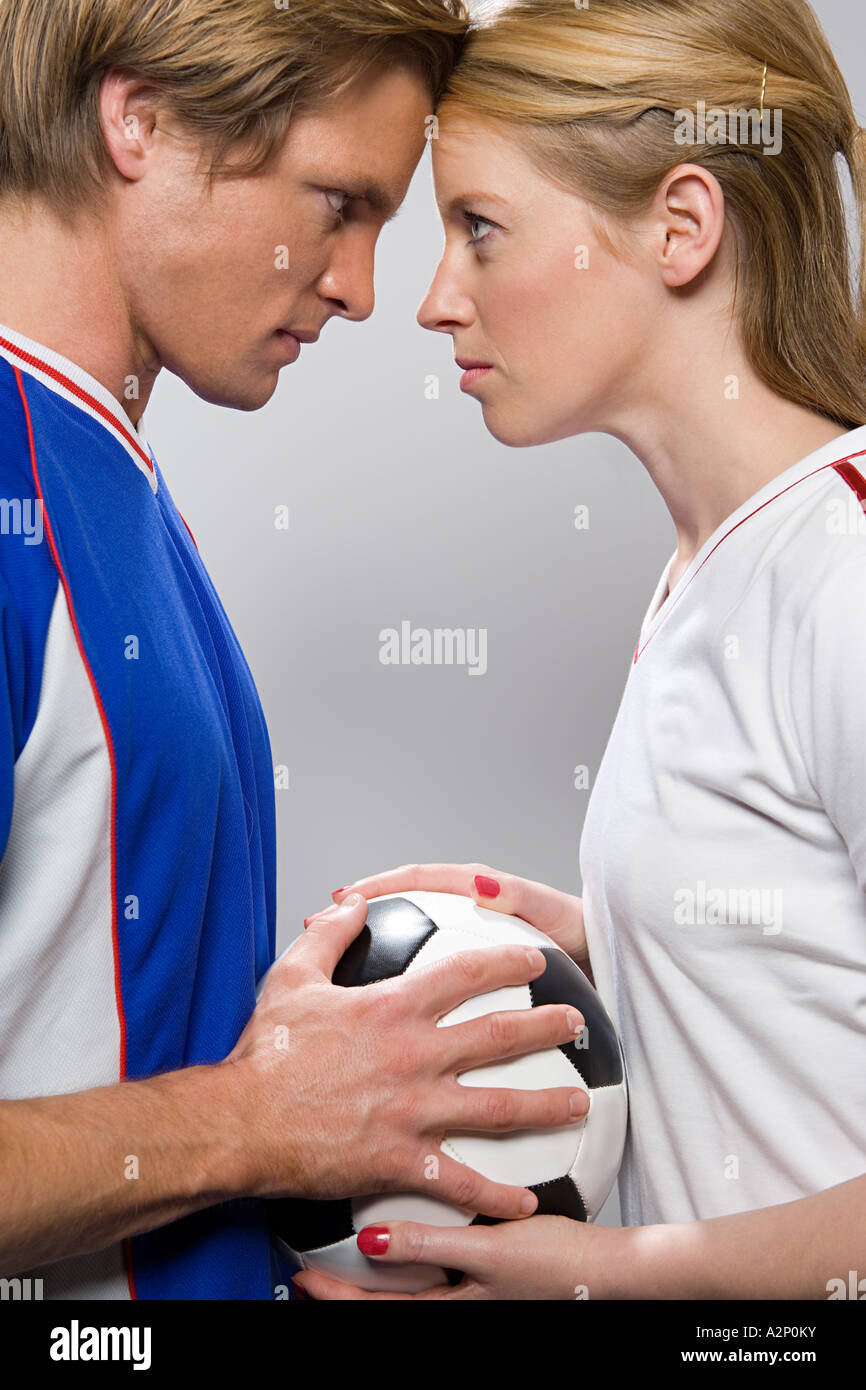 Two competitive footballers Stock Photo - Alamy