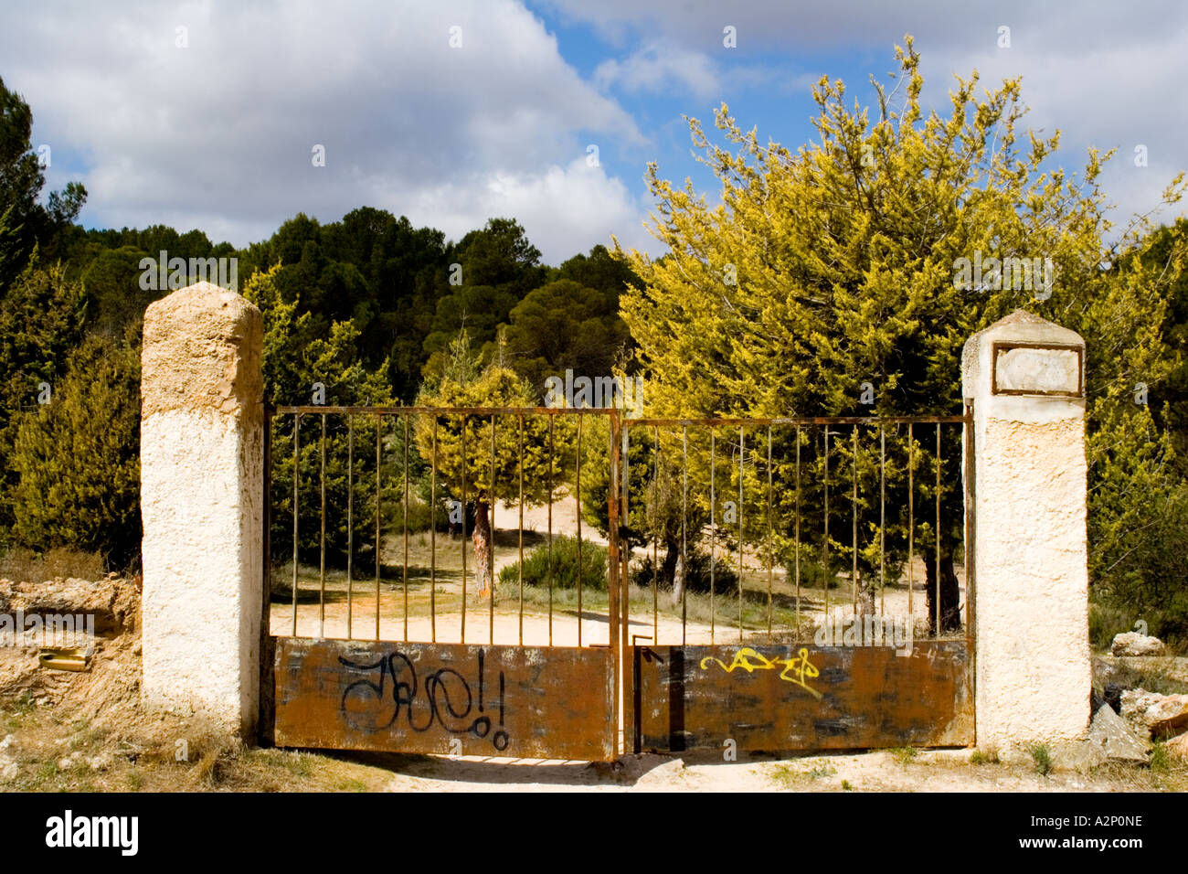 Rusty gates Lagunas de Ruidera Spain April 2005 Stock Photo - Alamy