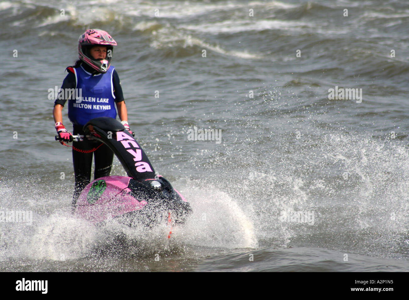 Female racing competitor at national jet ski finals 2005 at Willen Lake ...