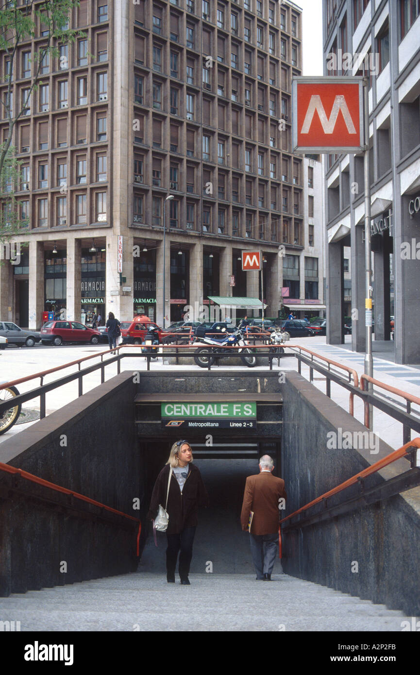 Metro entrance in Milan Italy Stock Photo - Alamy