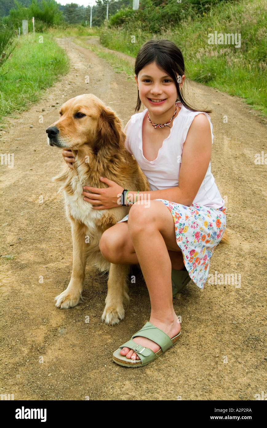 Young girl with dog Stock Photo - Alamy