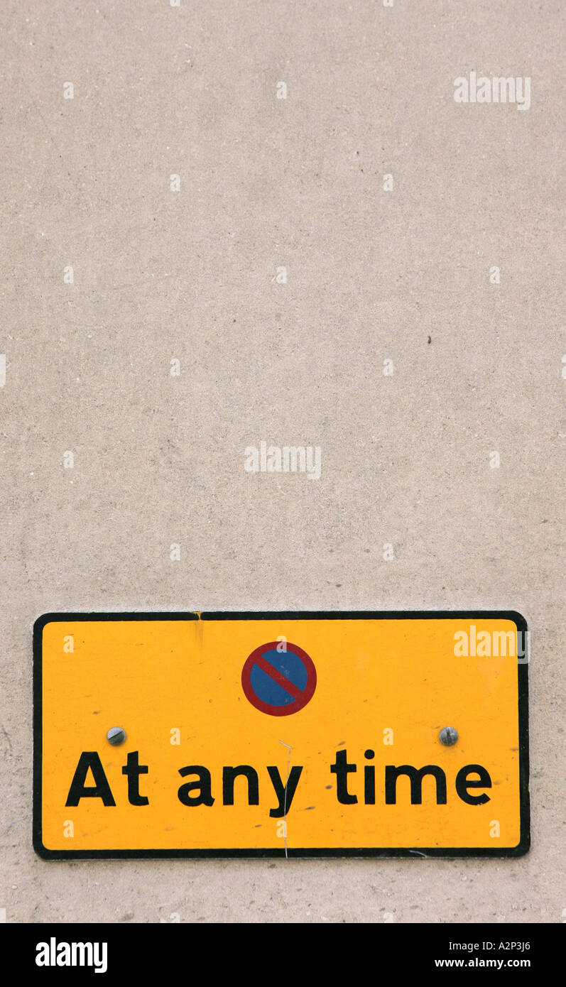 sign traffic no waiting at any time prohibition British Road Street ...