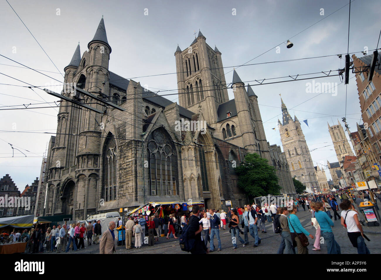 Ghent Gent Gand city centre & cathedral Belgium Stock Photo - Alamy
