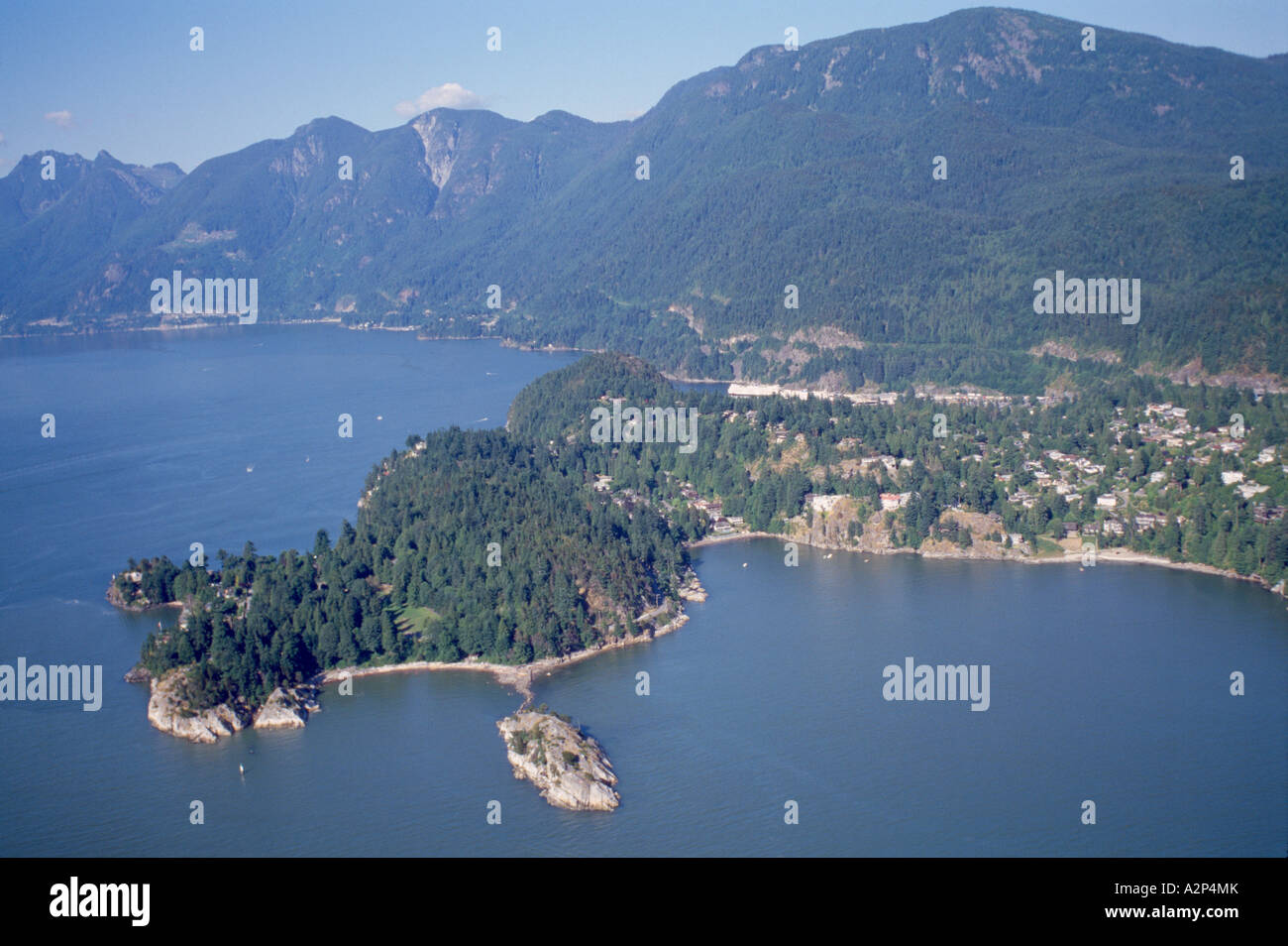 Aerial View of Howe Sound and Whytecliff Park and Coast Mountains in ...