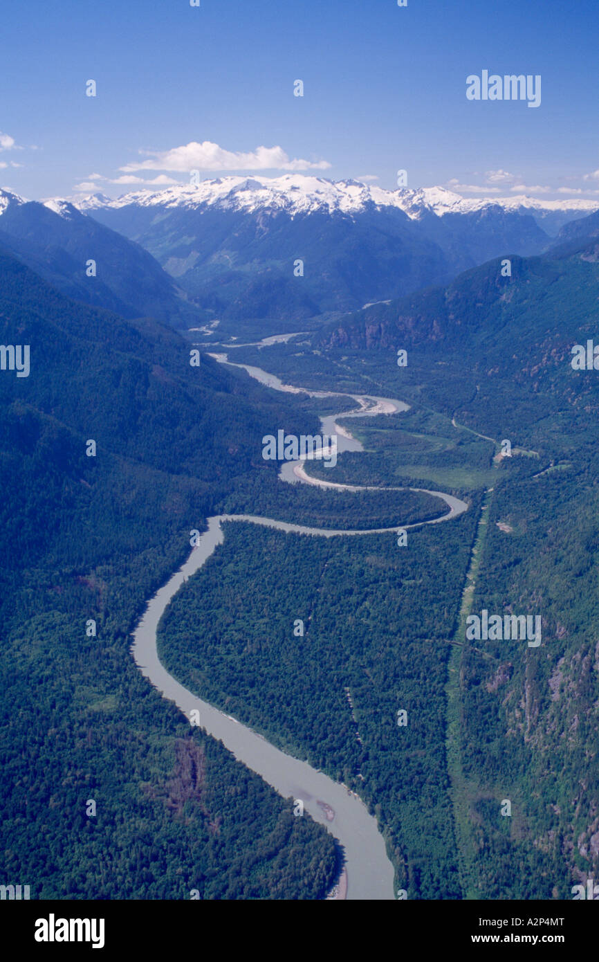 Aerial View, Squamish River flowing through "Coast Mountain" Range near ...