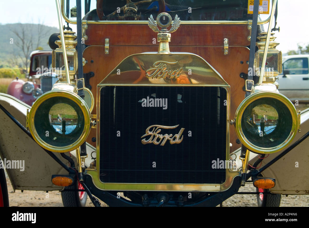 Radiator and headlamps of a 1911 Model T Ford Stock Photo - Alamy