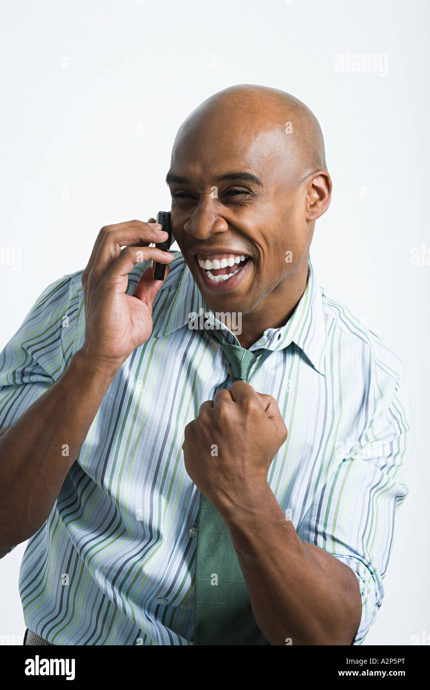 Man getting good news Stock Photo - Alamy