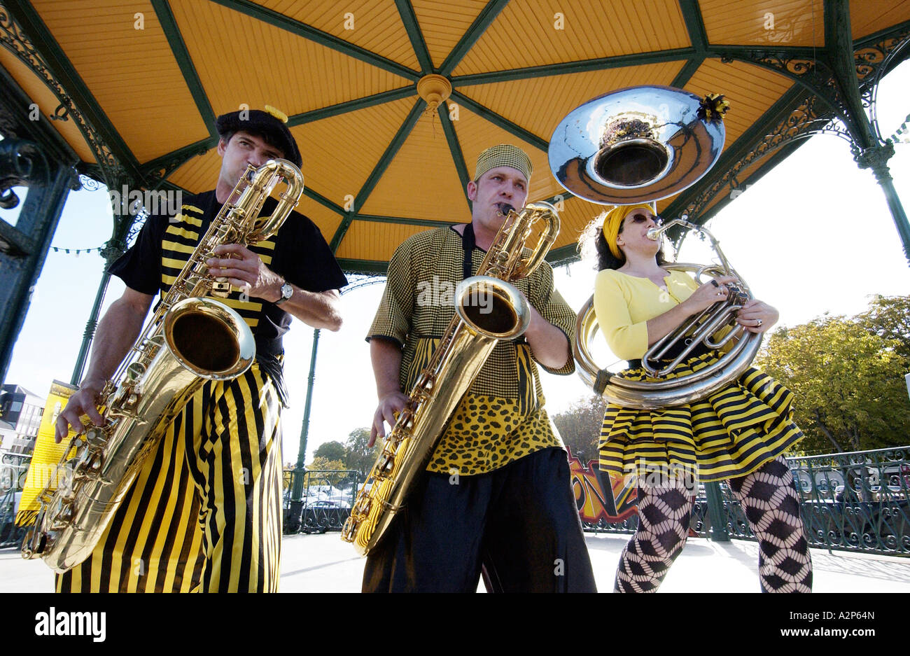 Brass band playing in bandstand hi-res stock photography and images - Alamy