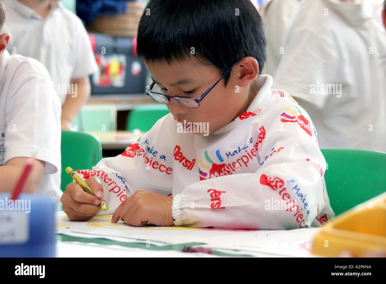 Young boy painting landscape hi-res stock photography and images - Alamy