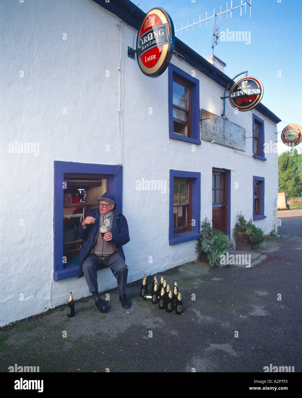 blue painted old country village pub/bar/tavern/shop/sibin front Stock ...