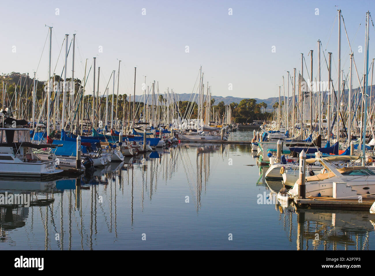 Yachts moored in the Santa Barbara harbor Stock Photo - Alamy