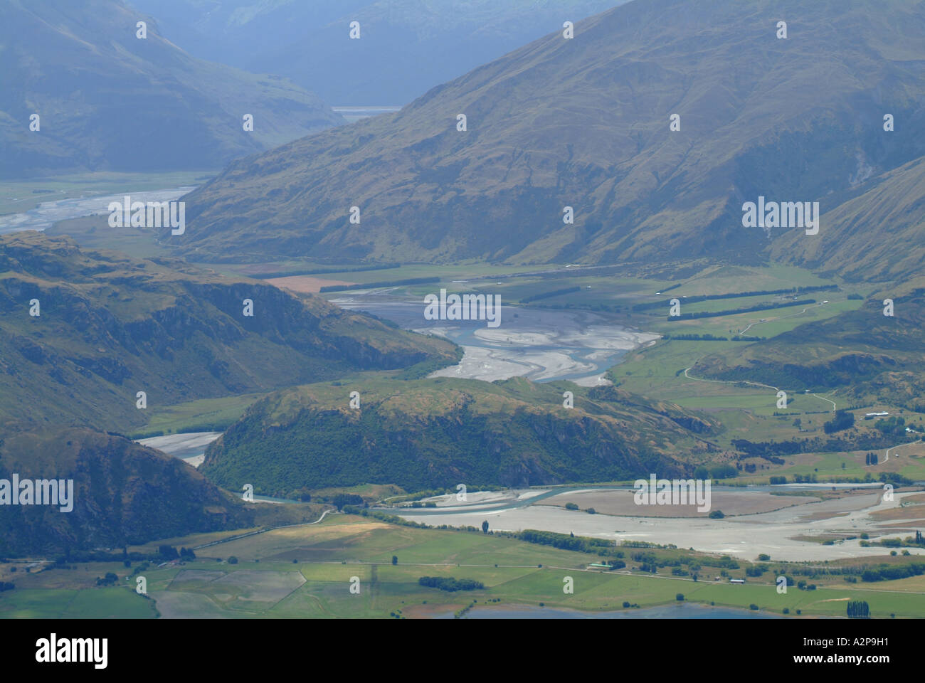 Braided stream of the Matukituki Valley, South Island, New Zealand ...