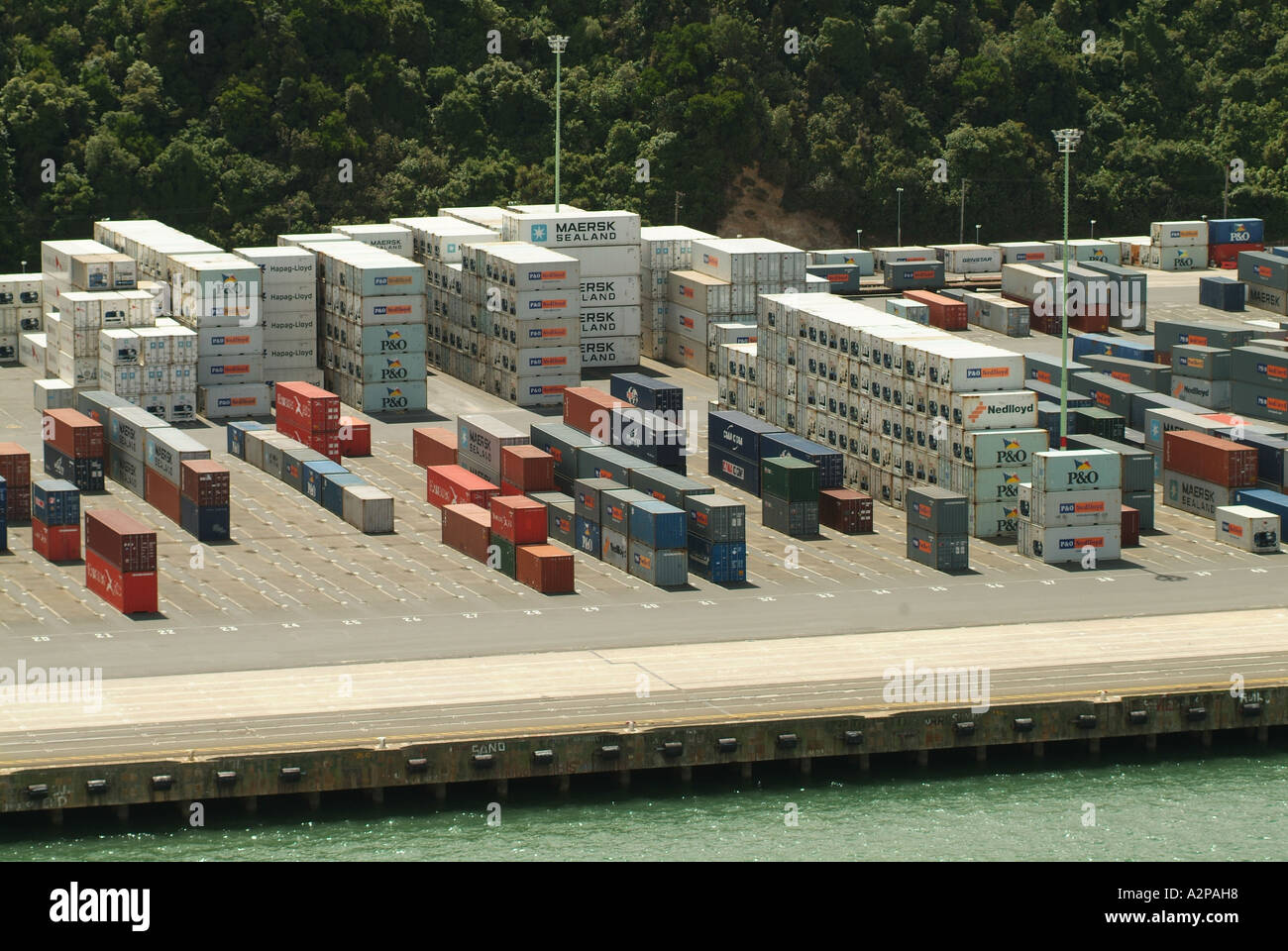 Shipping containers on Otago docks, New Zealand Stock Photo - Alamy