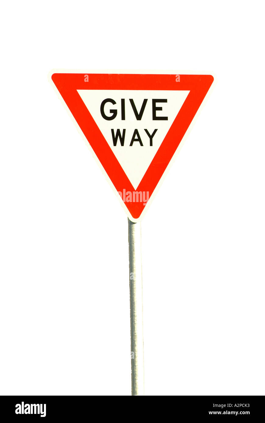 Give Way street road sign with white background Stock Photo - Alamy