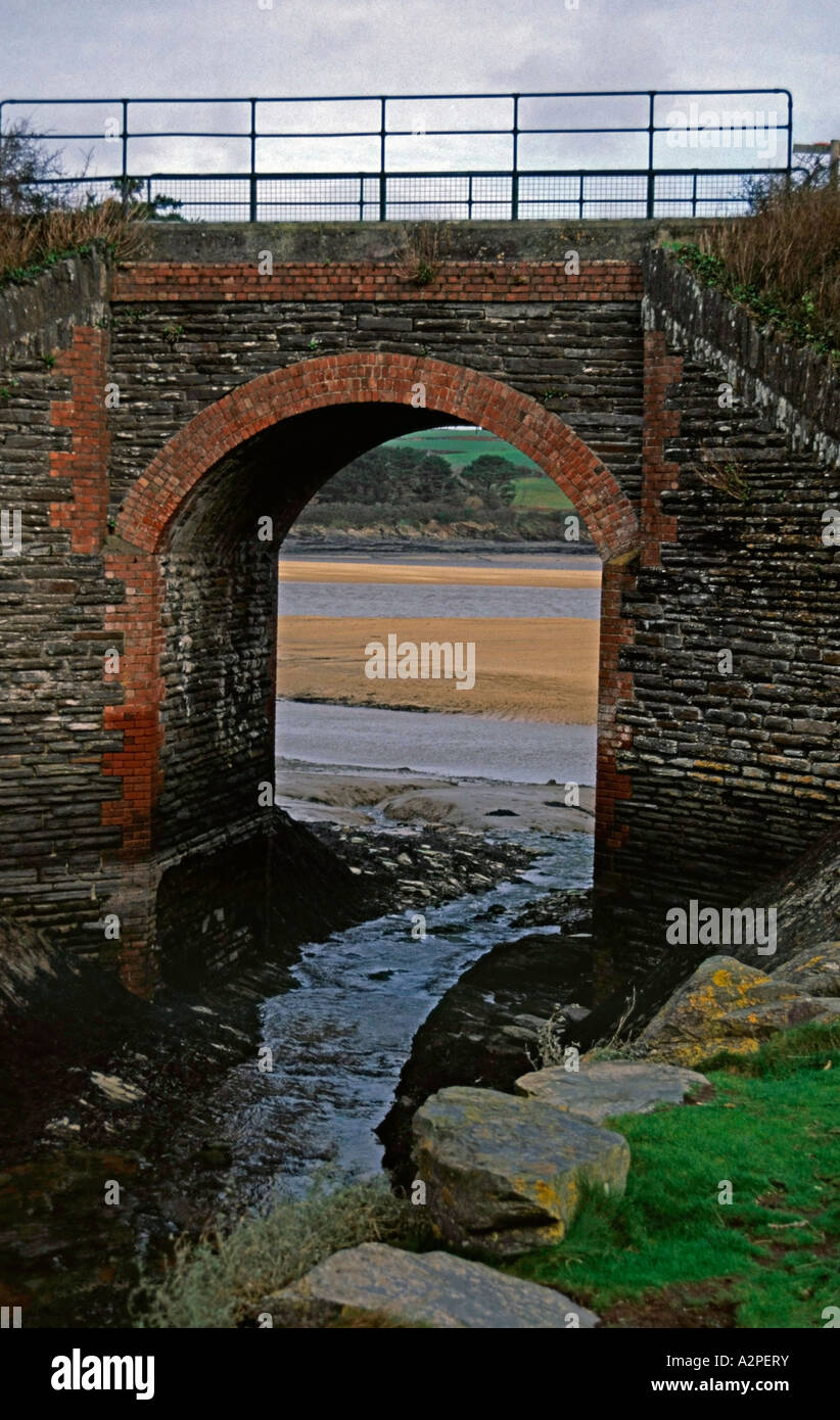 Bridge carrying the Camel Trail over a stream, near Padstow, Cornwall ...