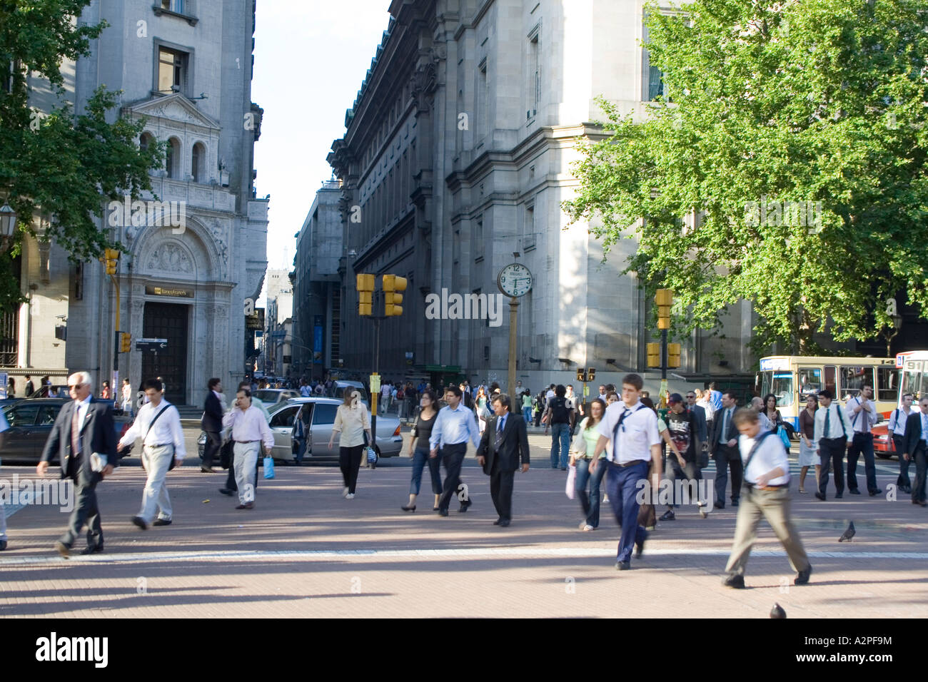 People pedestrians walking the busy streets of Buenos Aires, Argentina ...