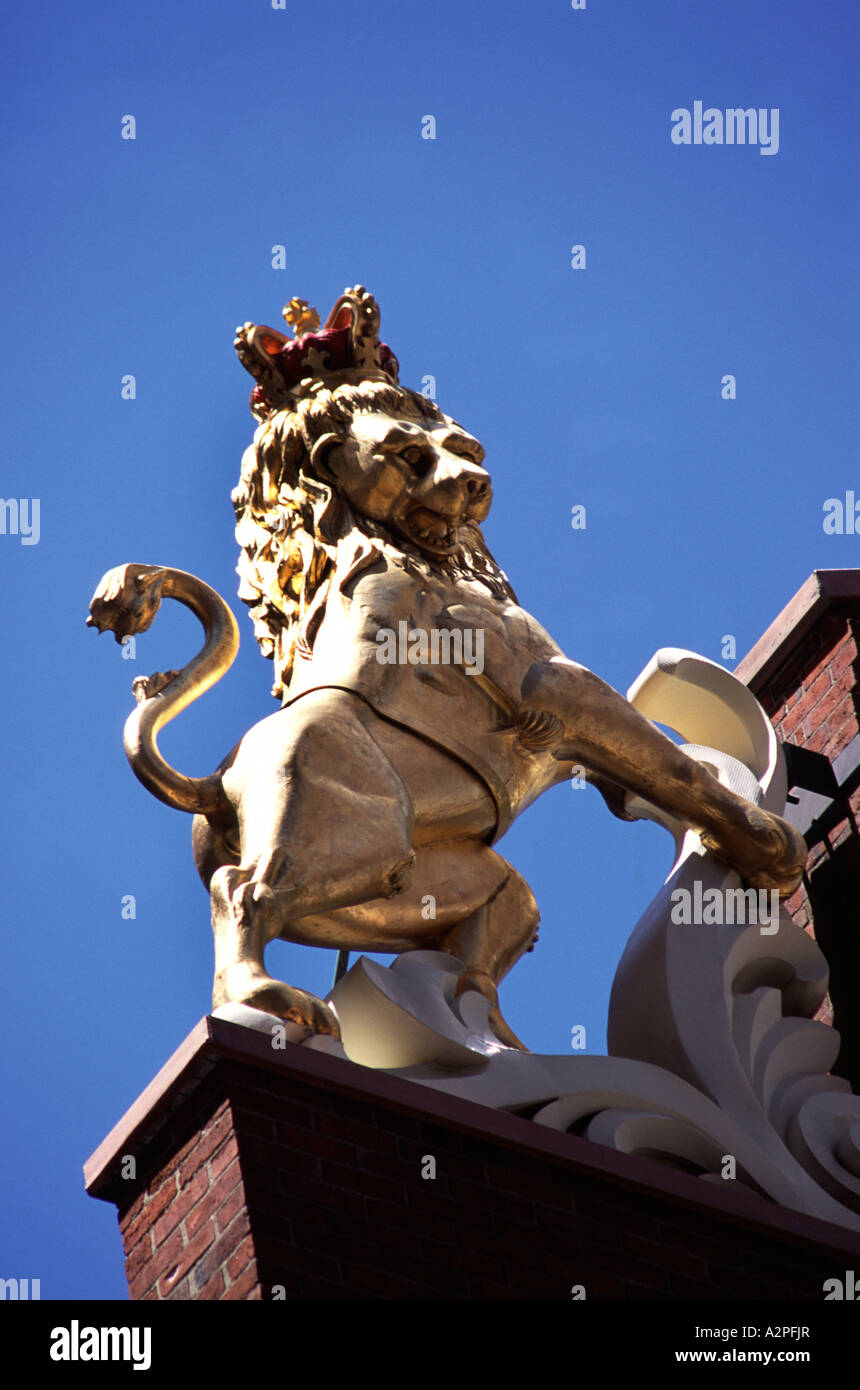 Statue of lion on Old State House, Boston, Massachusetts, New England ...