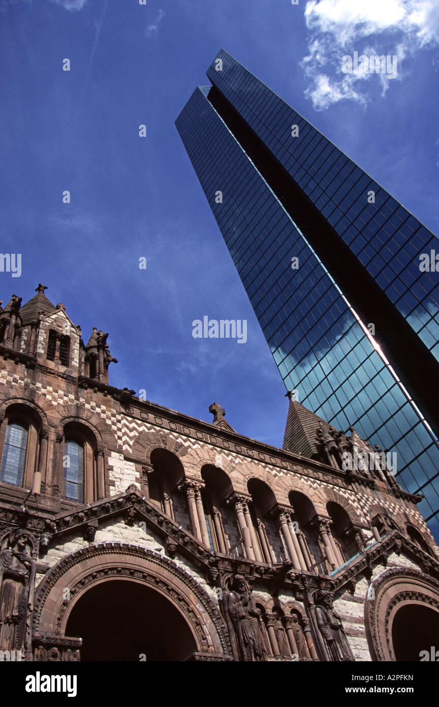 Trinity Church beside the Hancock Tower, Copley Square, Boston ...