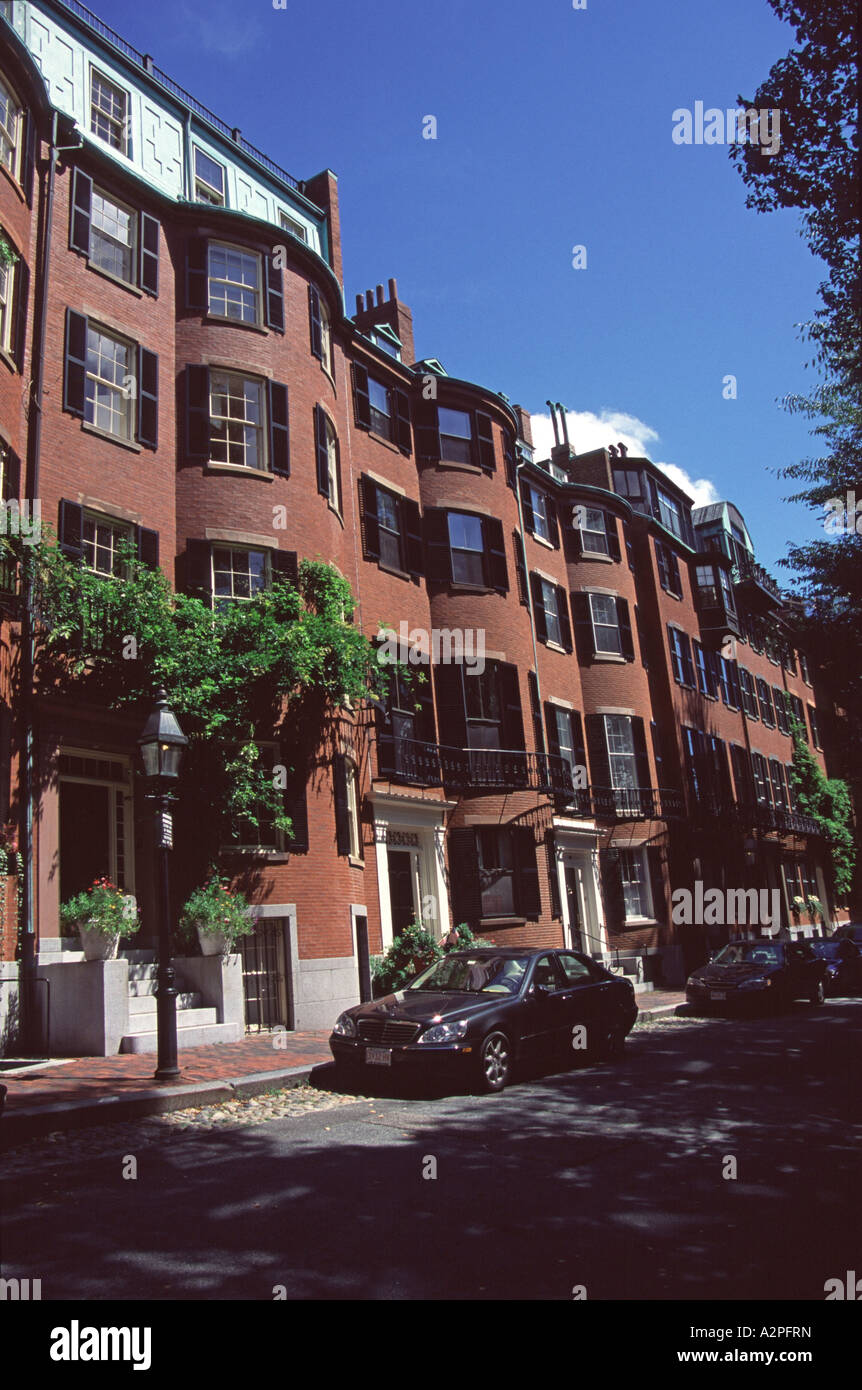 Red brick beacon hill residential house facade hi-res stock photography ...