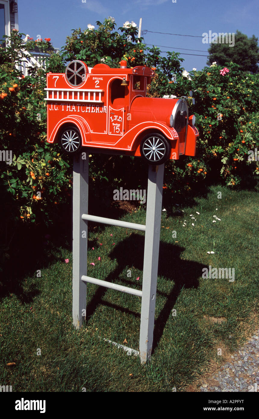 Fire engine post box, Massachusetts, New England, USA Stock Photo - Alamy