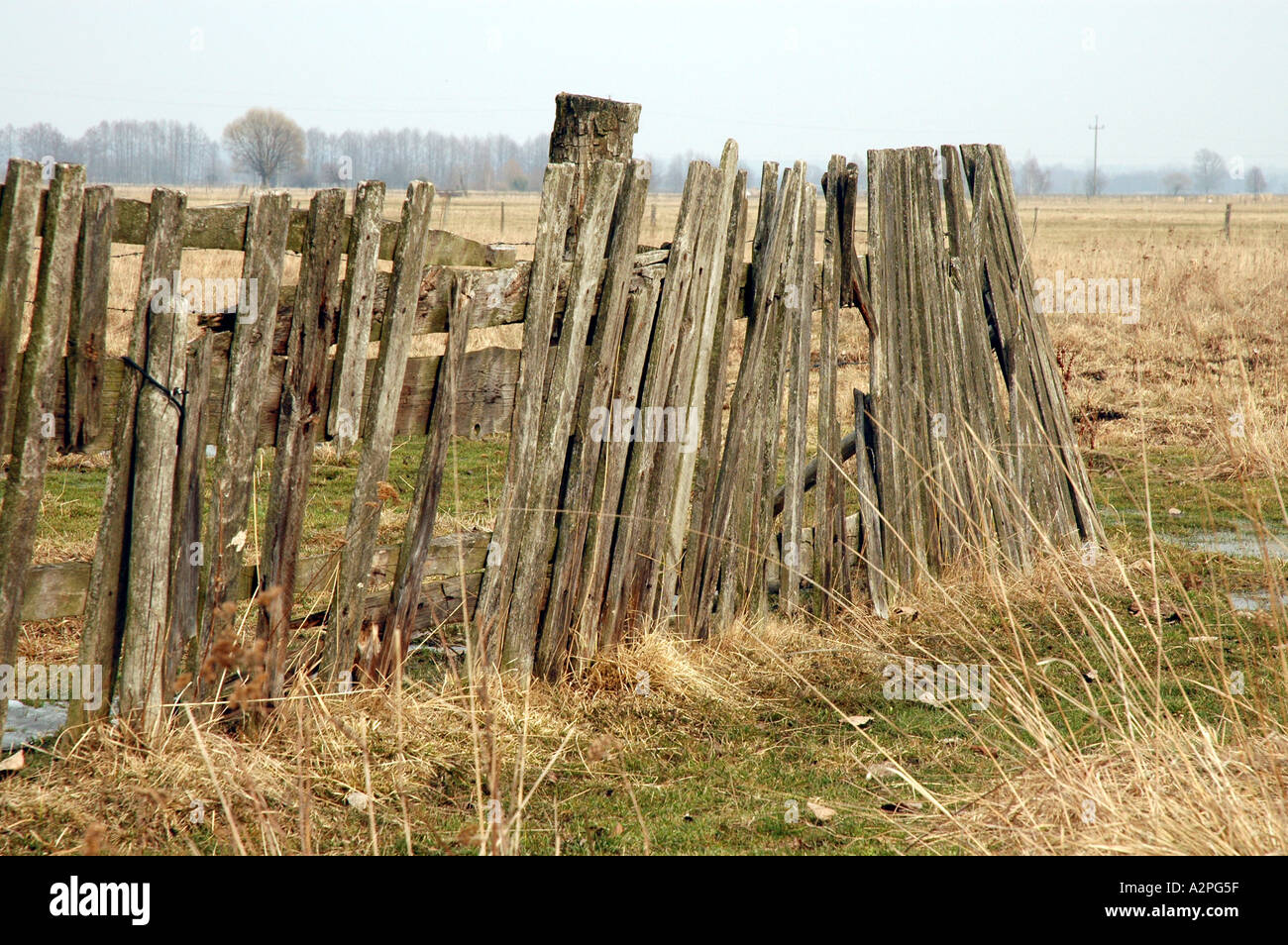 Old wooden fence on polish countryside Stock Photo - Alamy