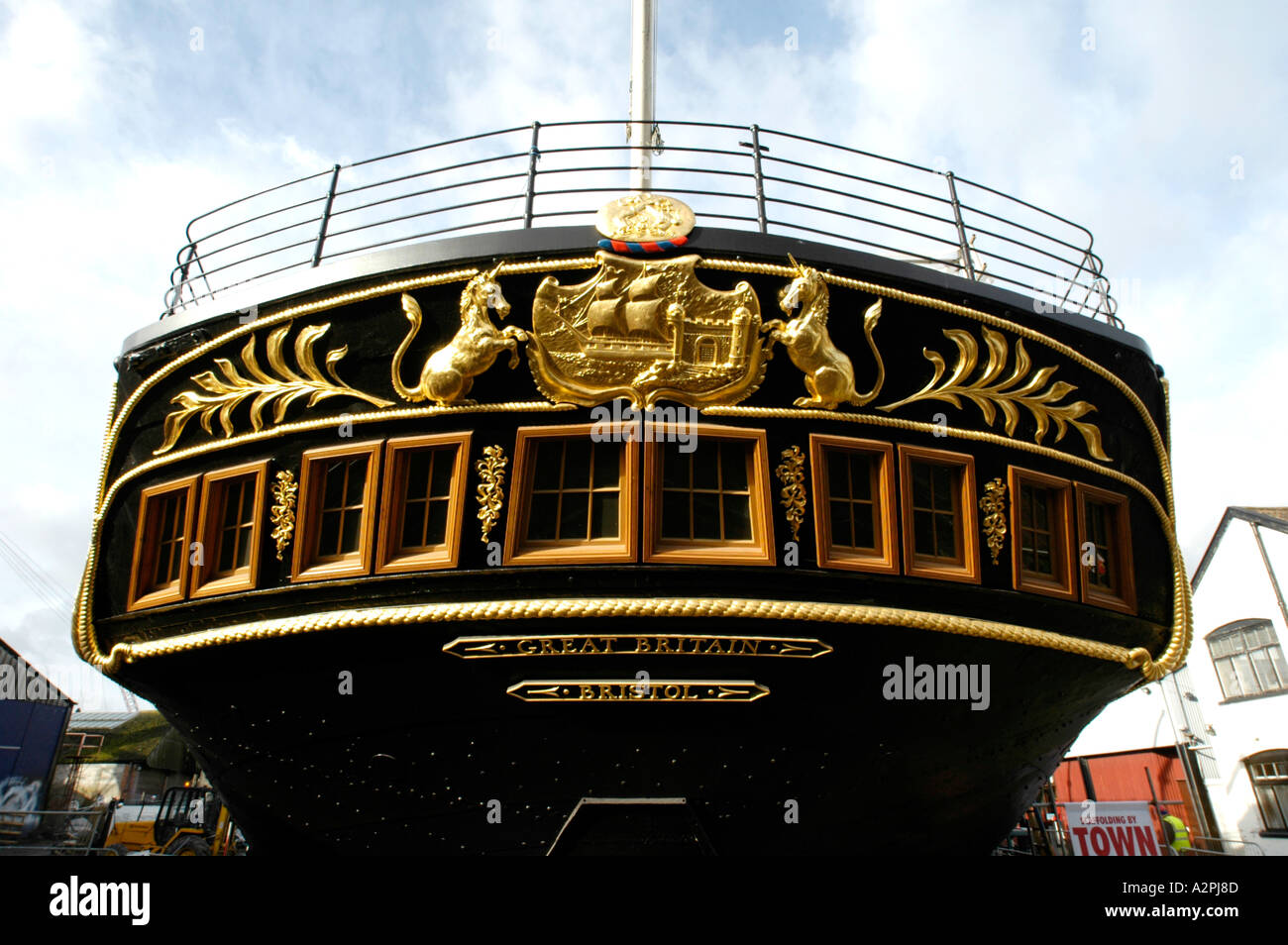 Ornate stern detail of SS Great Britain built by Victorian engineer ...