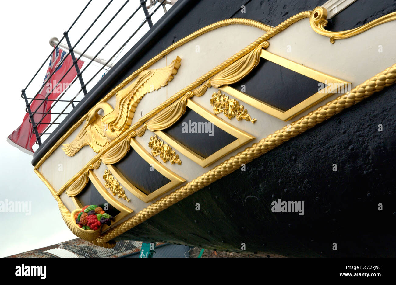 Ornate stern detail of SS Great Britain built by Victorian engineer ...