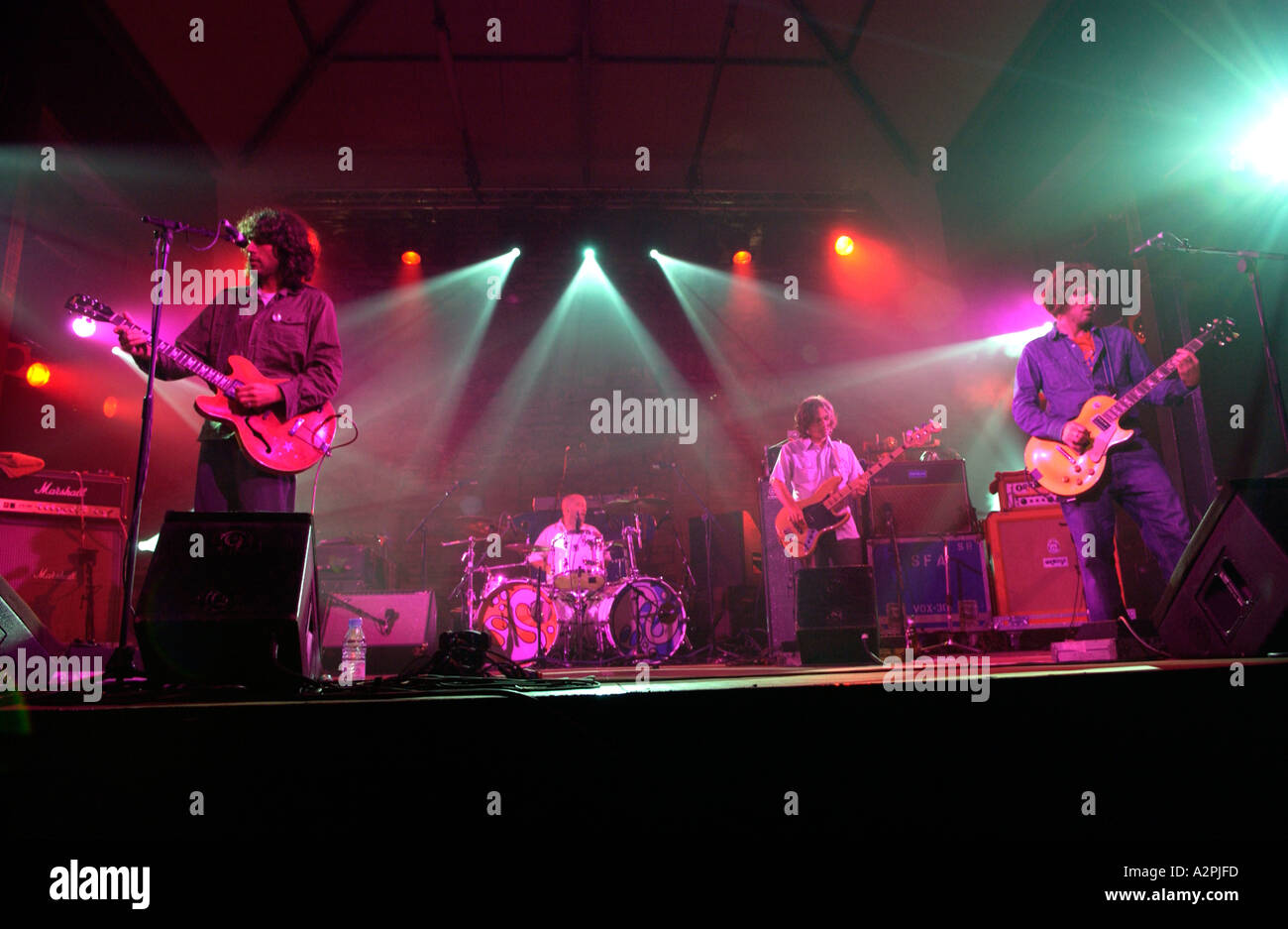 Welsh rock band Super Furry Animals on stage Stock Photo - Alamy