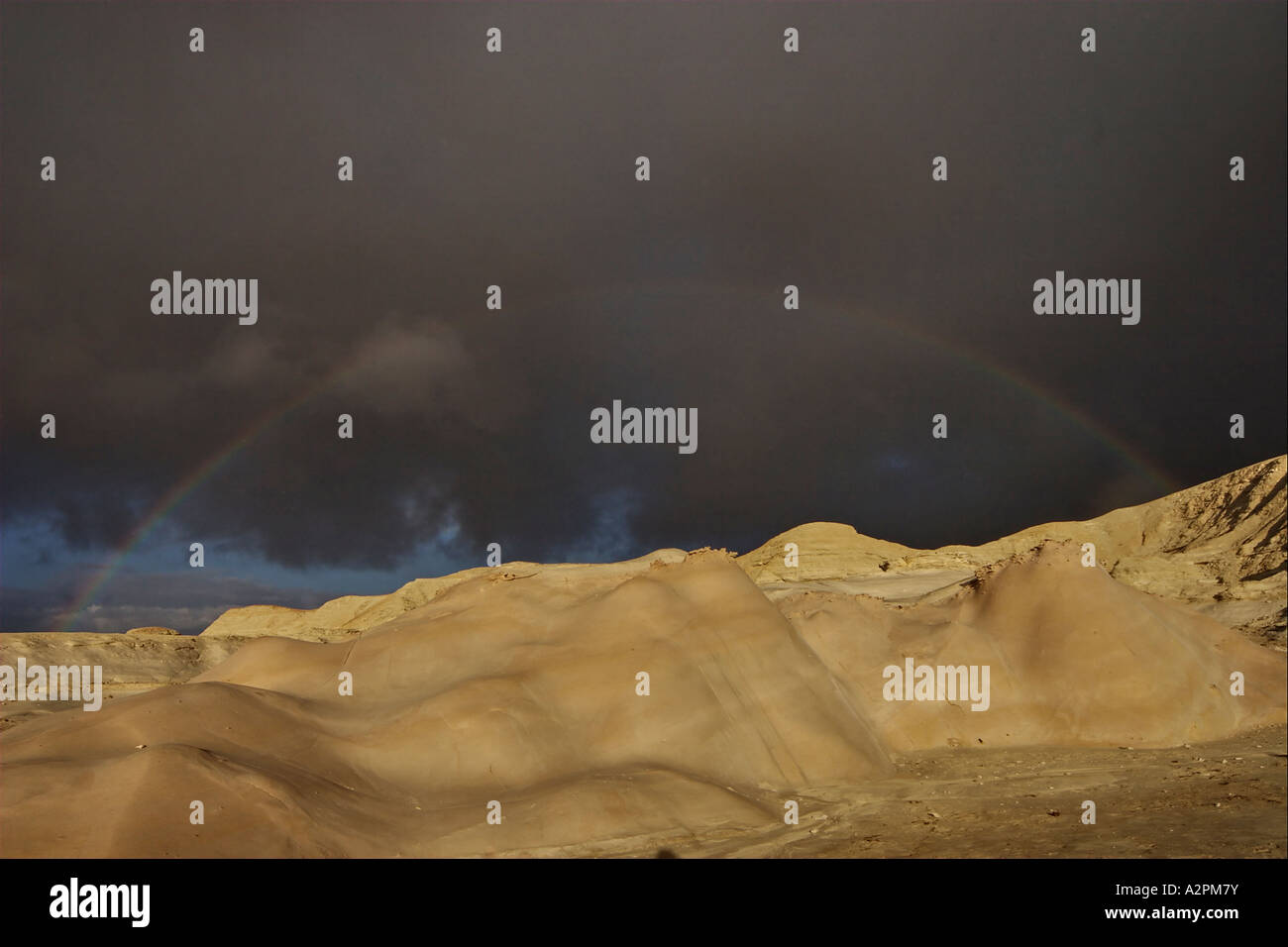 Israel Negev desert rainbow and landscape in the western Negev desert ...