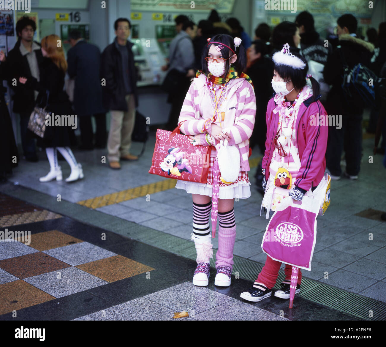 Cos play kawaii cute girls outside of Harajuku station in Tokyo Stock ...