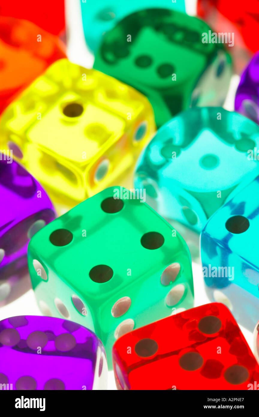 Multicoloured dice hi-res stock photography and images - Alamy