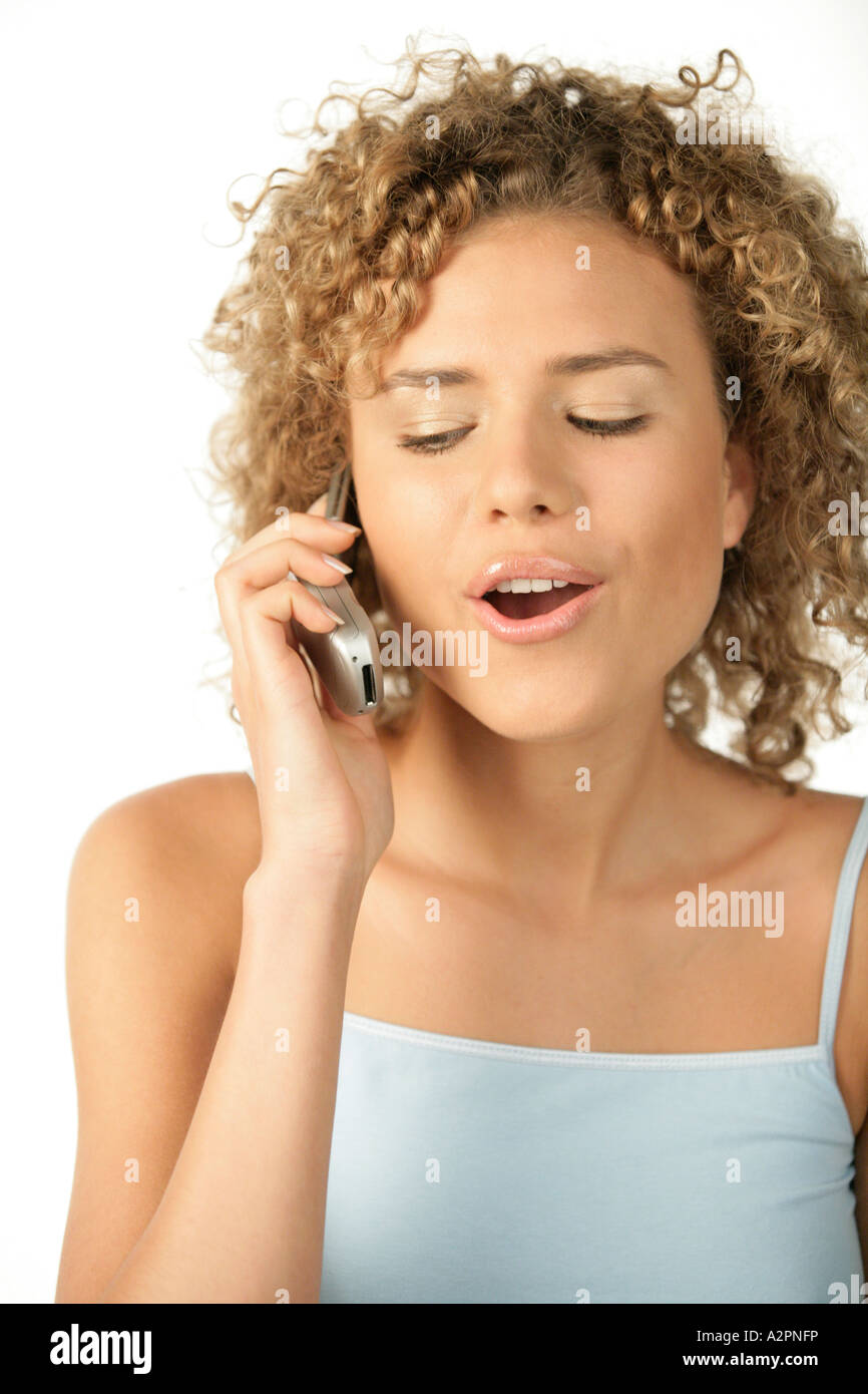 Woman on cell phone Stock Photo - Alamy