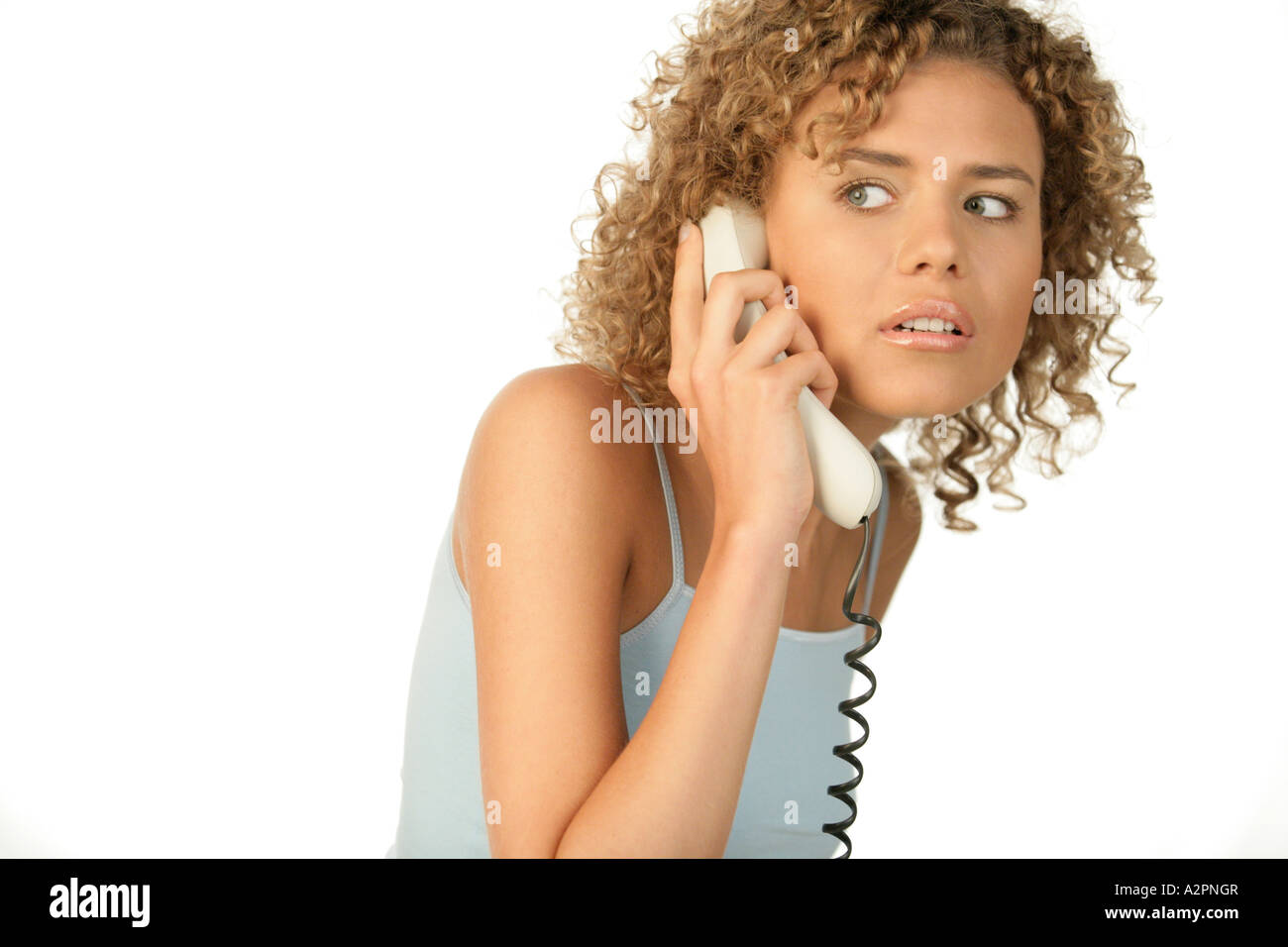 Woman on telephone Stock Photo - Alamy