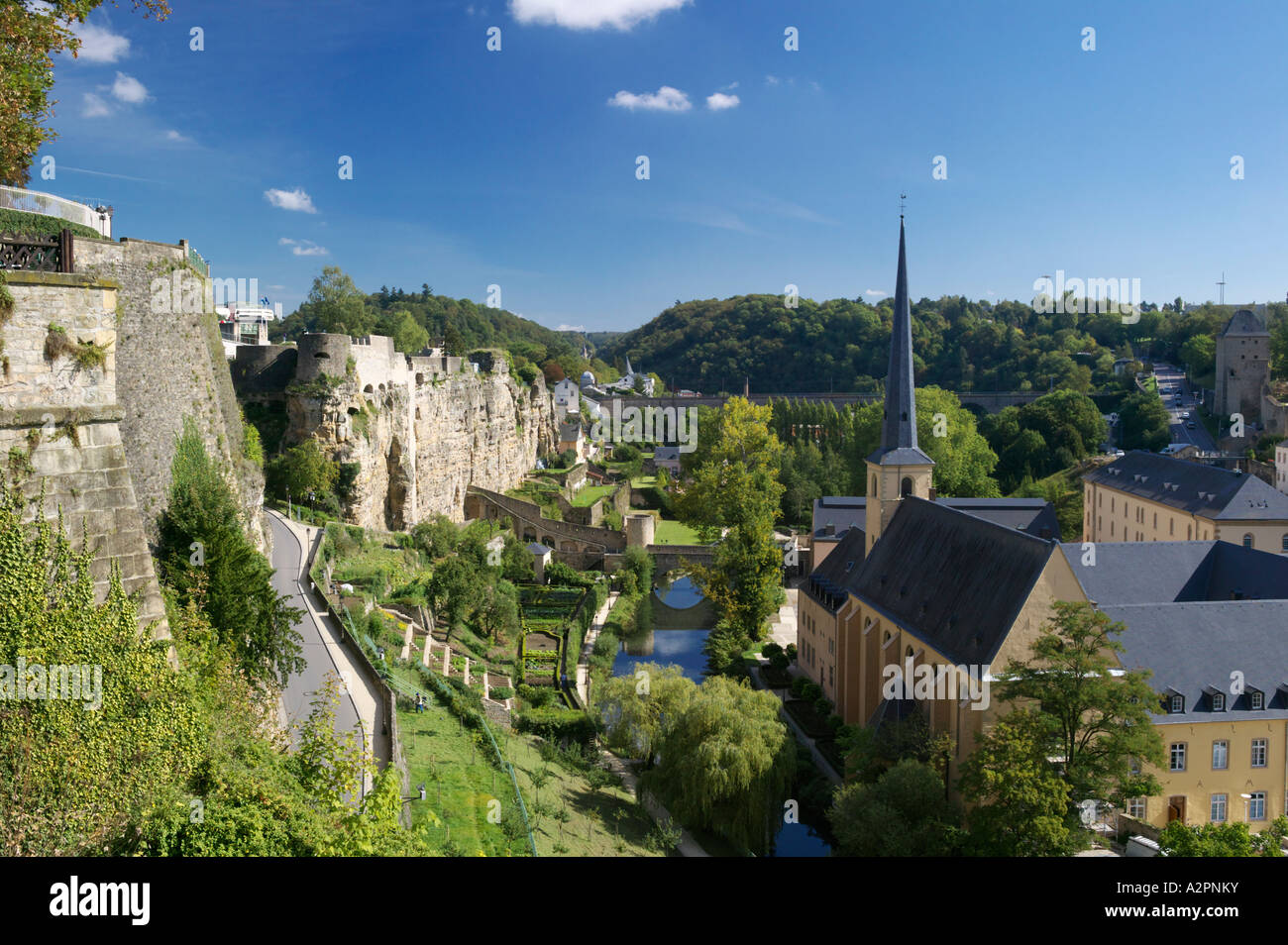 The Bock Casemates above the River Alzette and St John s Church in the ...