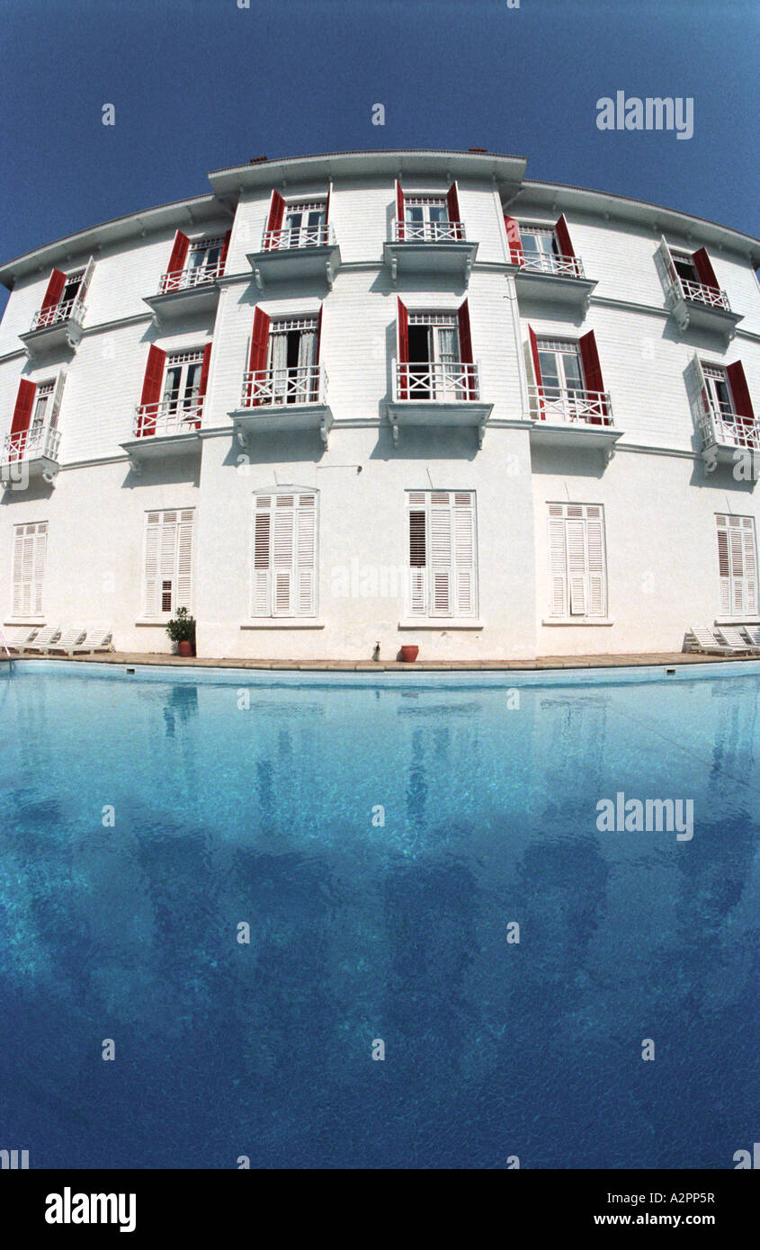 Fisheye view across the pool of the Hotel Splendid, Buyukada, Princes ...