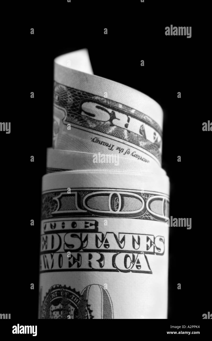 Rolled dollar bill Black and White Stock Photos & Images - Alamy