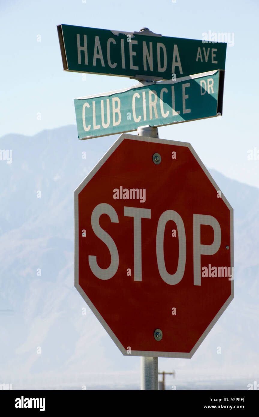 Stop Sign, Desert Hot Springs, California, USA Stock Photo - Alamy