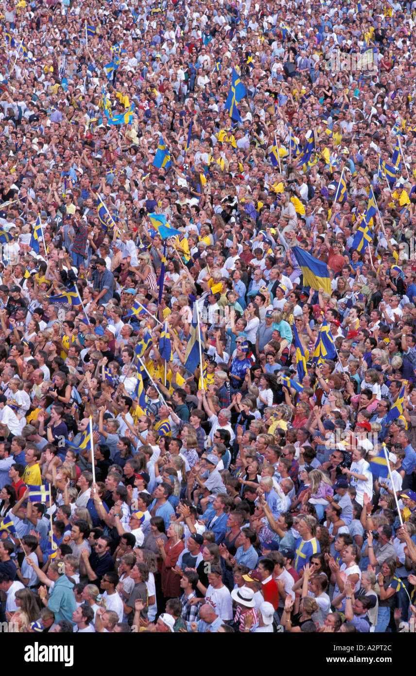 SWEDEN STOCKHOLM CROWD CELEBRATING SWEDISH FOOTBALL TEAM Stock Photo ...