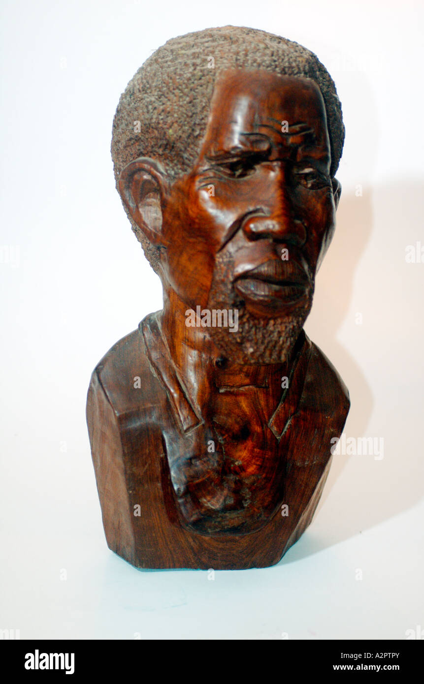 African Art wood portrait of a female African bust south Africa Stock ...