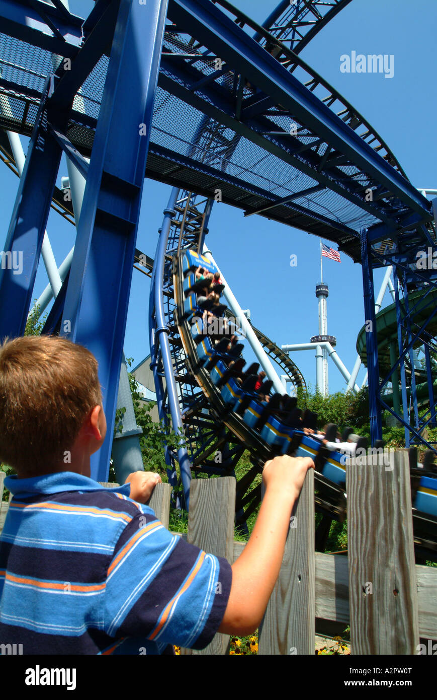A seven 7 year old boy watches the Super Dooper Looper at the Hershey ...