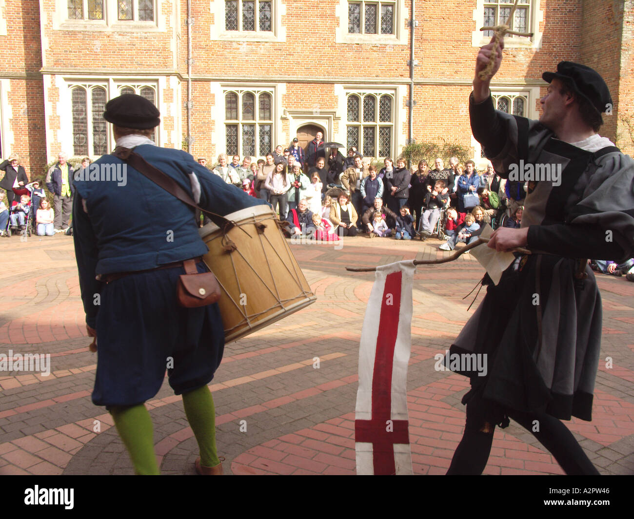 Performing a play Kentwell hall Tudor event Suffolk England Stock Photo ...