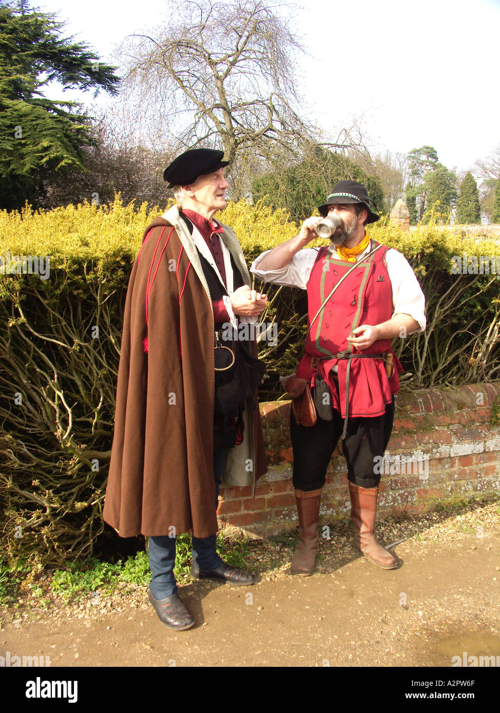 Two men at a tudor re enactment Kentwell Hall Suffolk England Stock ...