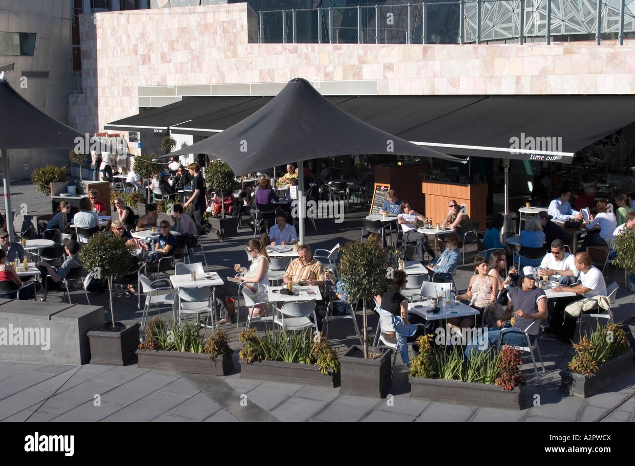 Cafe Terrace Federation Square Melbourne Australia Stock Photo - Alamy