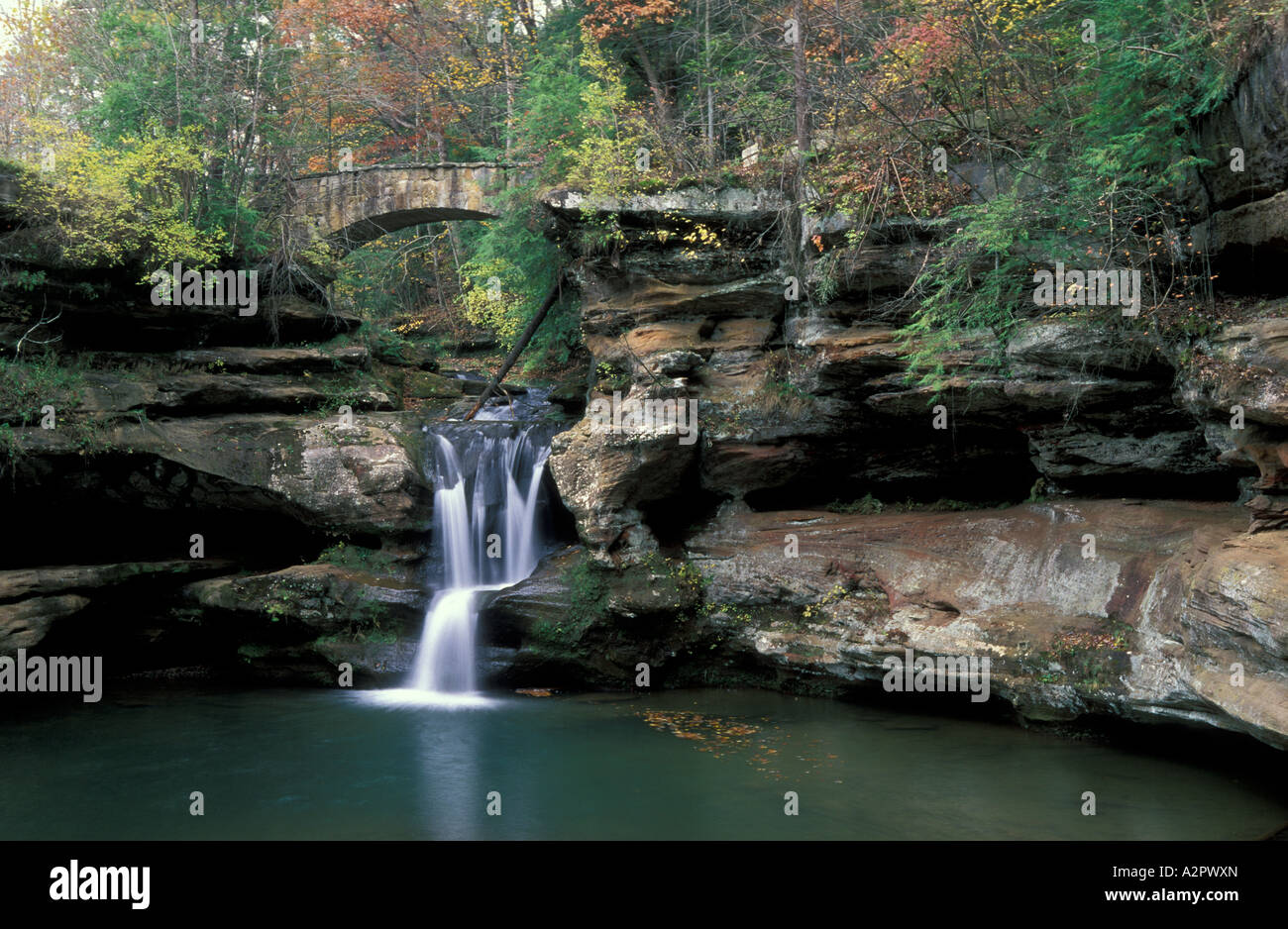 Upper Falls at Old Man's Cave, Hocking Hills State Park, Ohio Stock ...