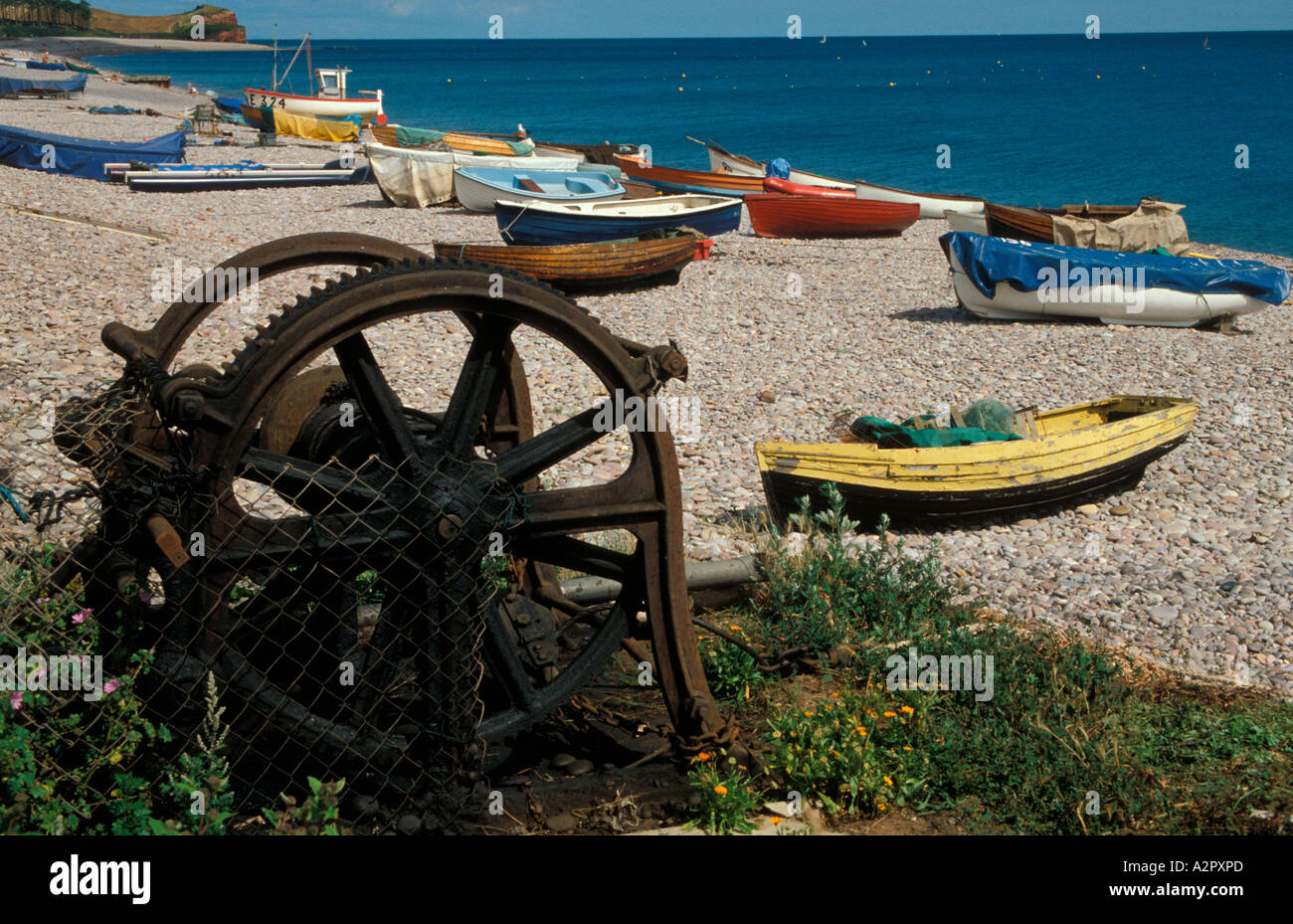 Beach scene Budleigh Salterton Devon England Stock Photo - Alamy