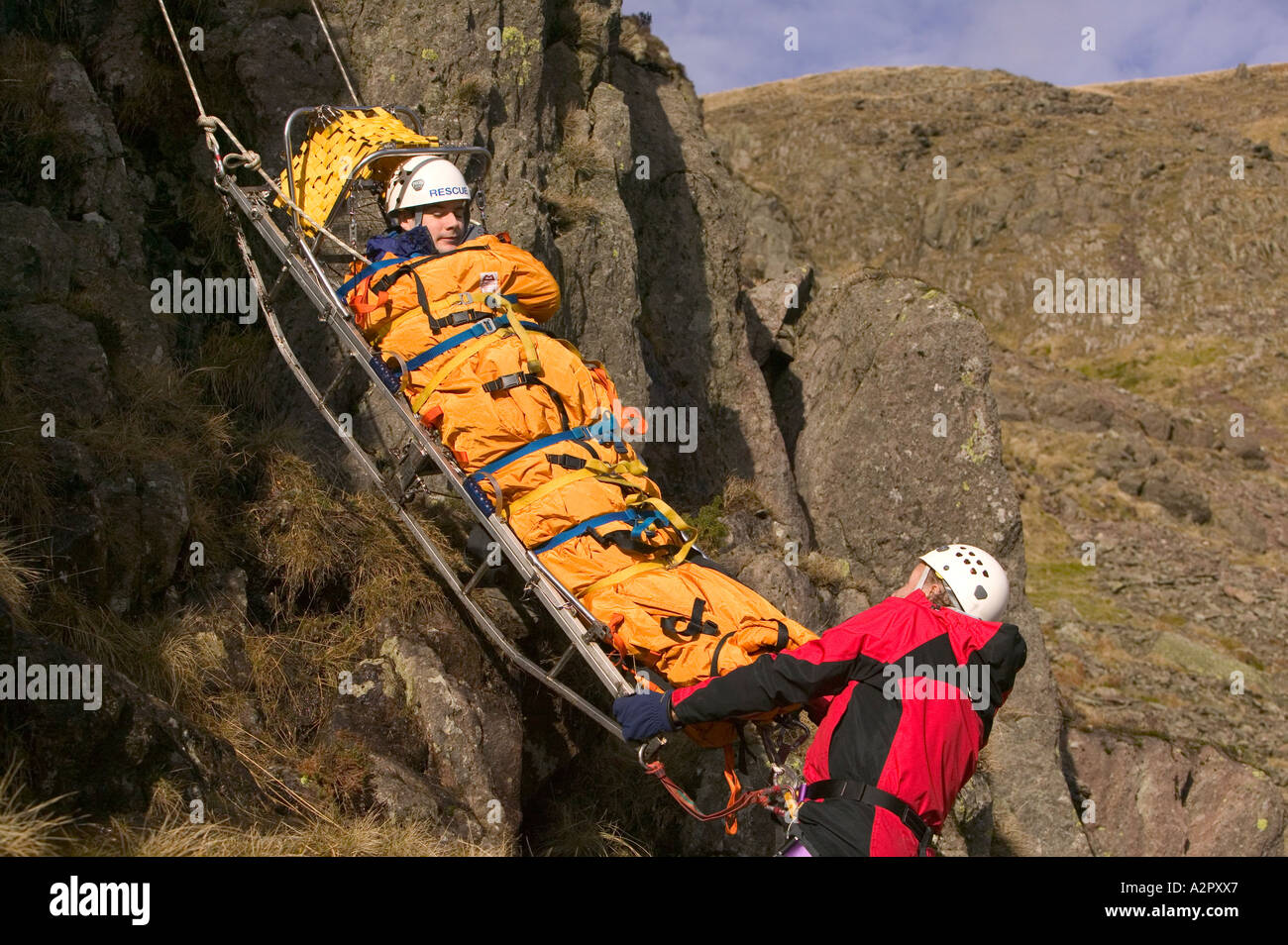 Langdale/Ambleside Mountain Rescue Team, rescue an injured climber from ...